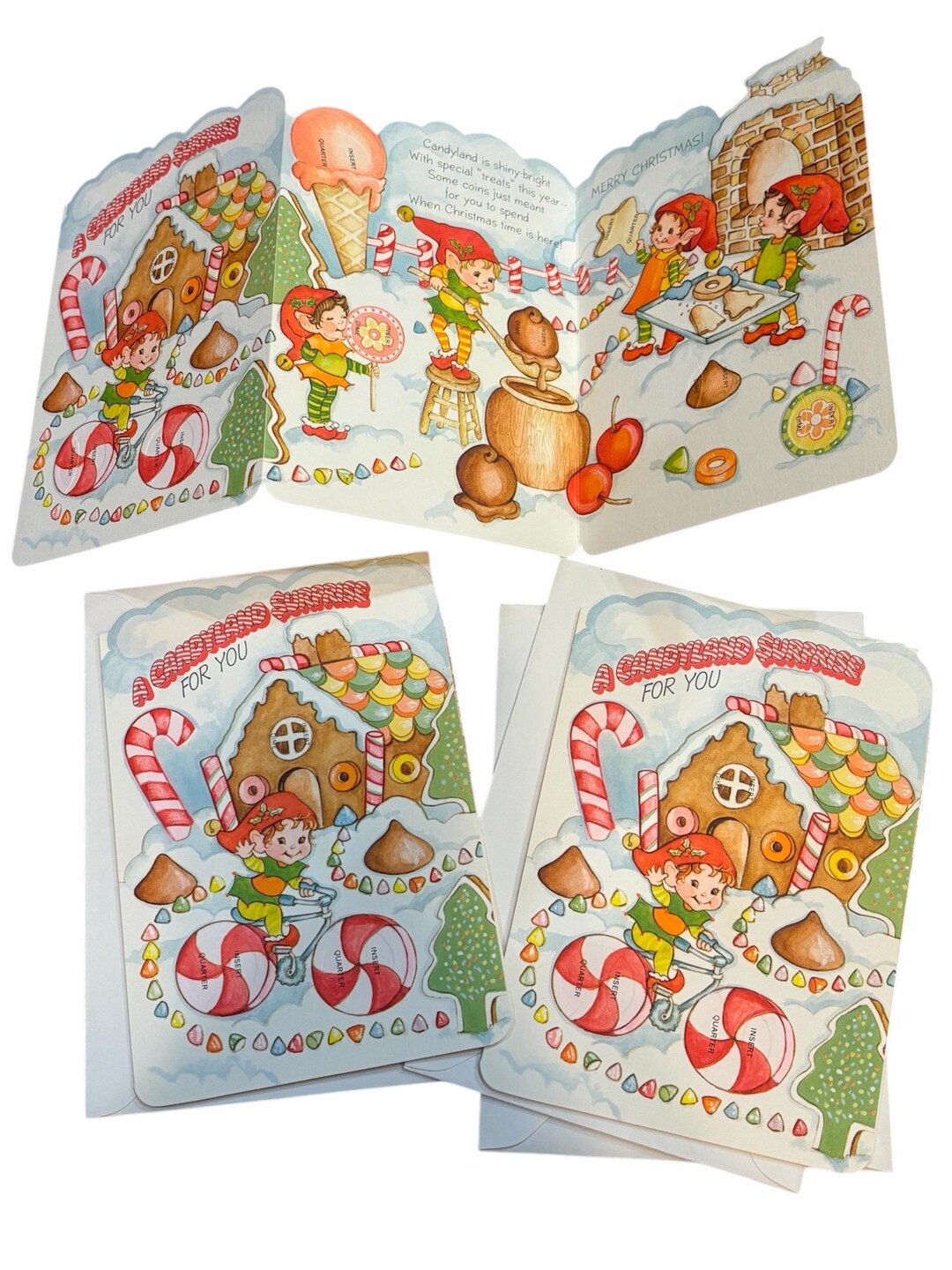 Vintage 1960's Elf Coins Christmas Card - '60's Dimes Quarters Xmas ...