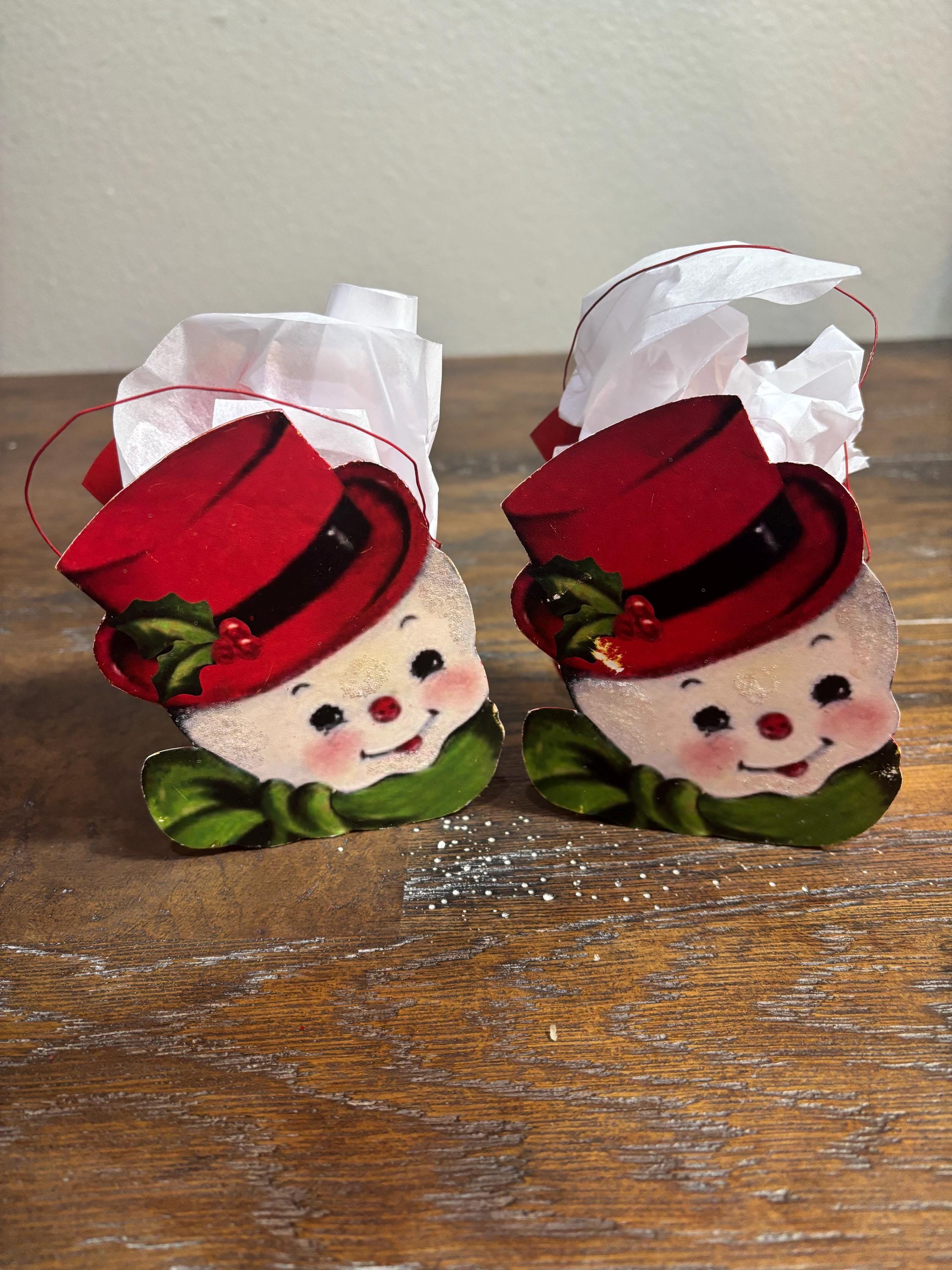 NEW Retro Bethany Lowe SNOWMAN BUCKETS Frosty Glitter Vintage Winter ...