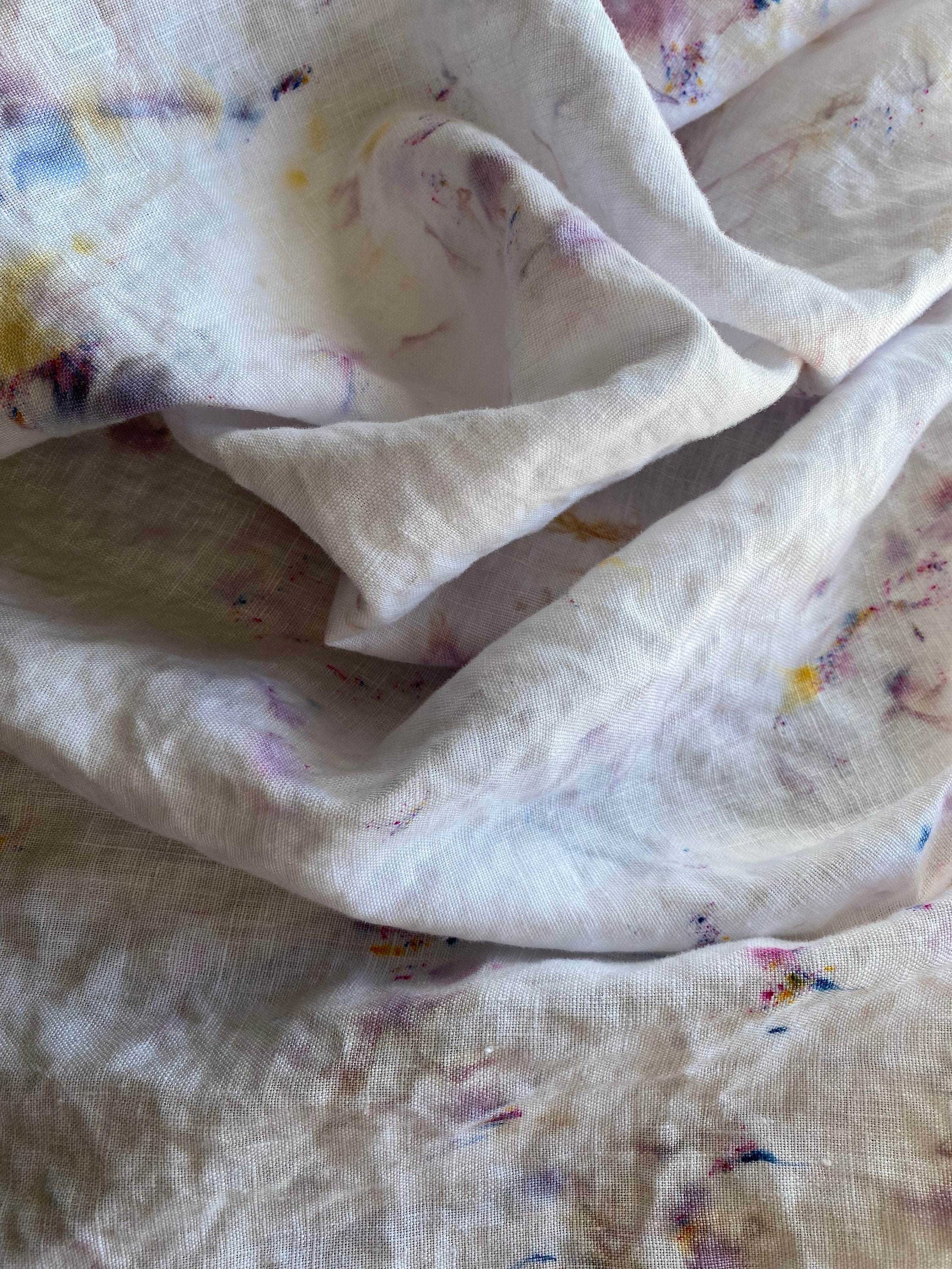 100% Linen Fabric | Mist | by the Meter | Hand Dyed | Soft Blue Grey ...