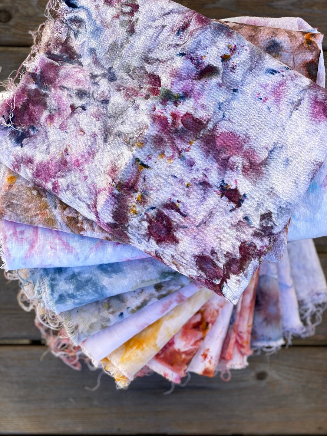 100% Linen Fabric End Cuts and Scrap Pieces | Hand Dyed | Delicate ...