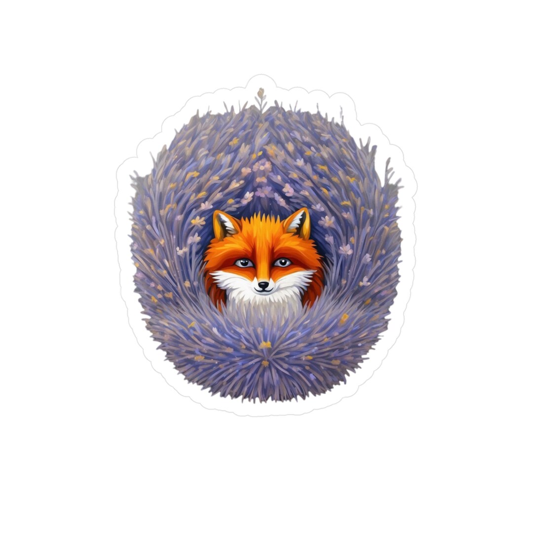Lavender Fox Sticker, Flower Field, Wild Fox, Painted Art, Baby Fox ...