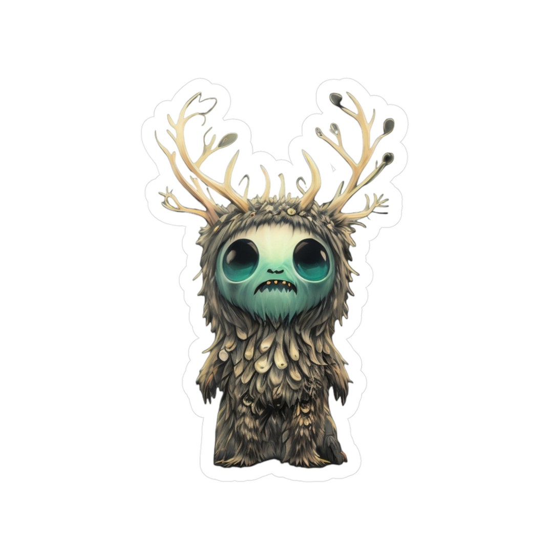 Forest Monster(9) Sticker, Fuzzy, Kawaii, Scary, Demon, Spirit, Antlers ...