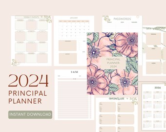 School Principal Planner Digital US Letter Size, Printable Yearly ...