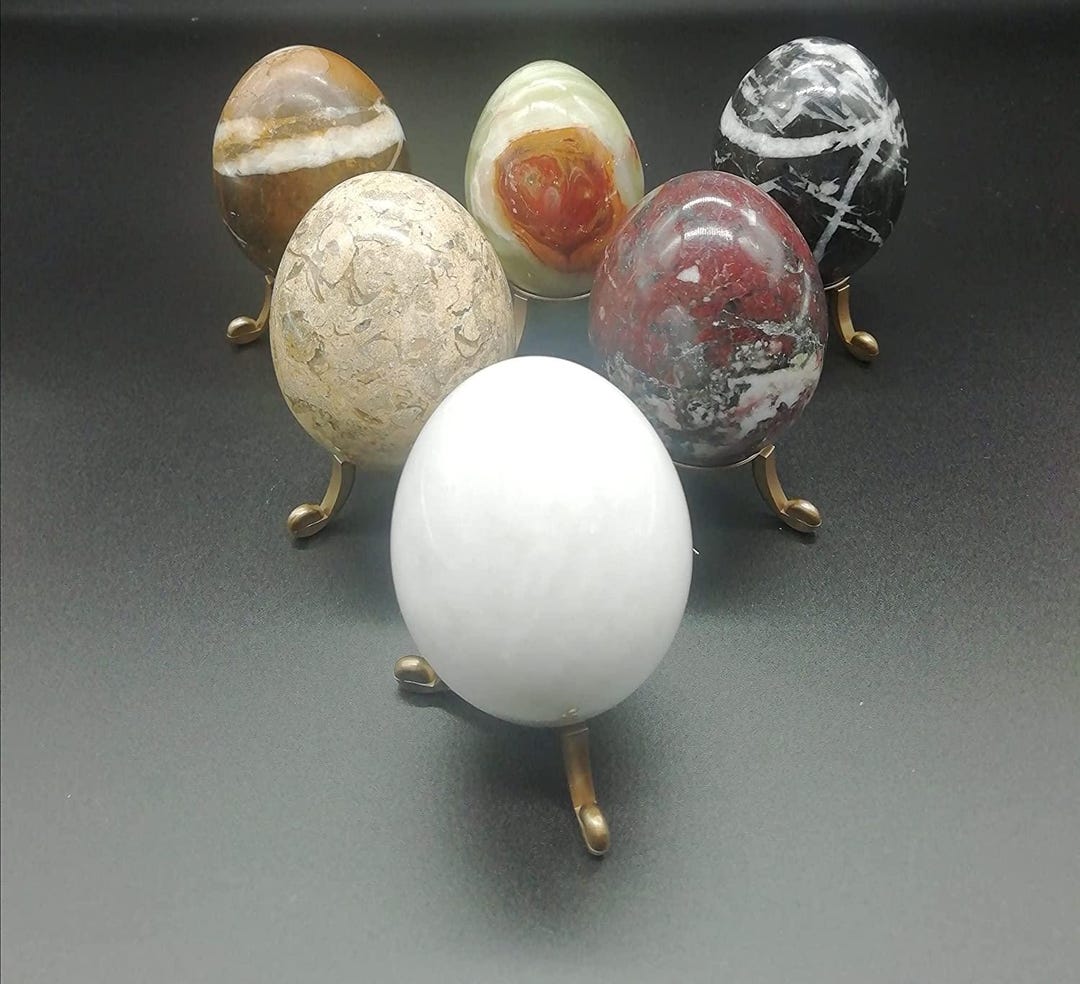 Handmade Onyx Marble Eggs Set of 6 With Stands: Decorative Stone Eggs ...