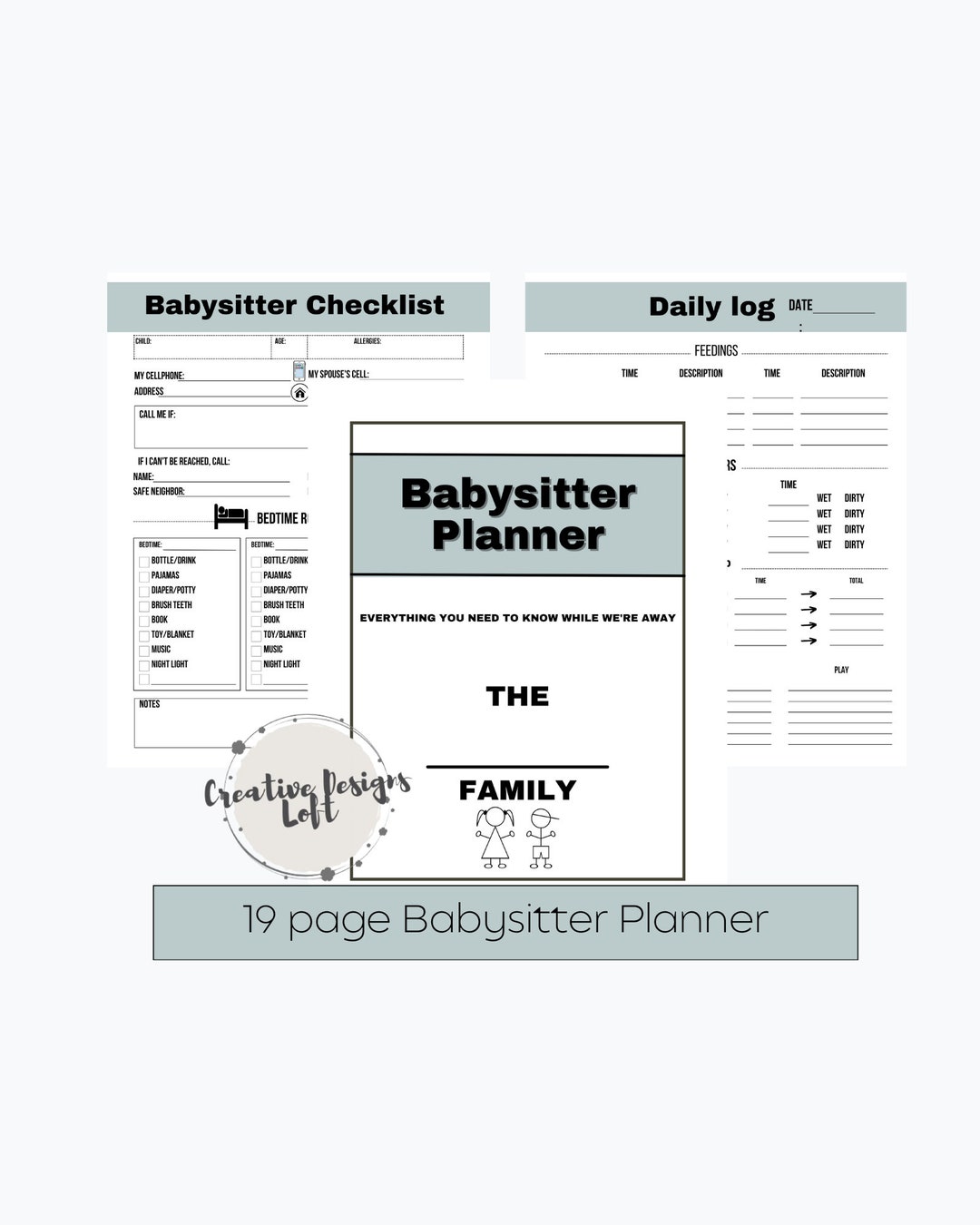 Babysitter Planner Printable, Instant Download PDF, Schedule Trackers ...