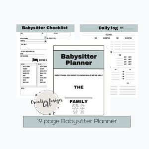 Babysitter Planner Printable, Instant Download PDF, Schedule Trackers ...