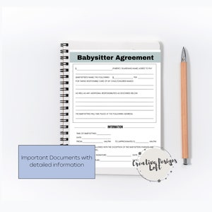 Babysitter Planner Printable, Instant Download PDF, Schedule Trackers ...