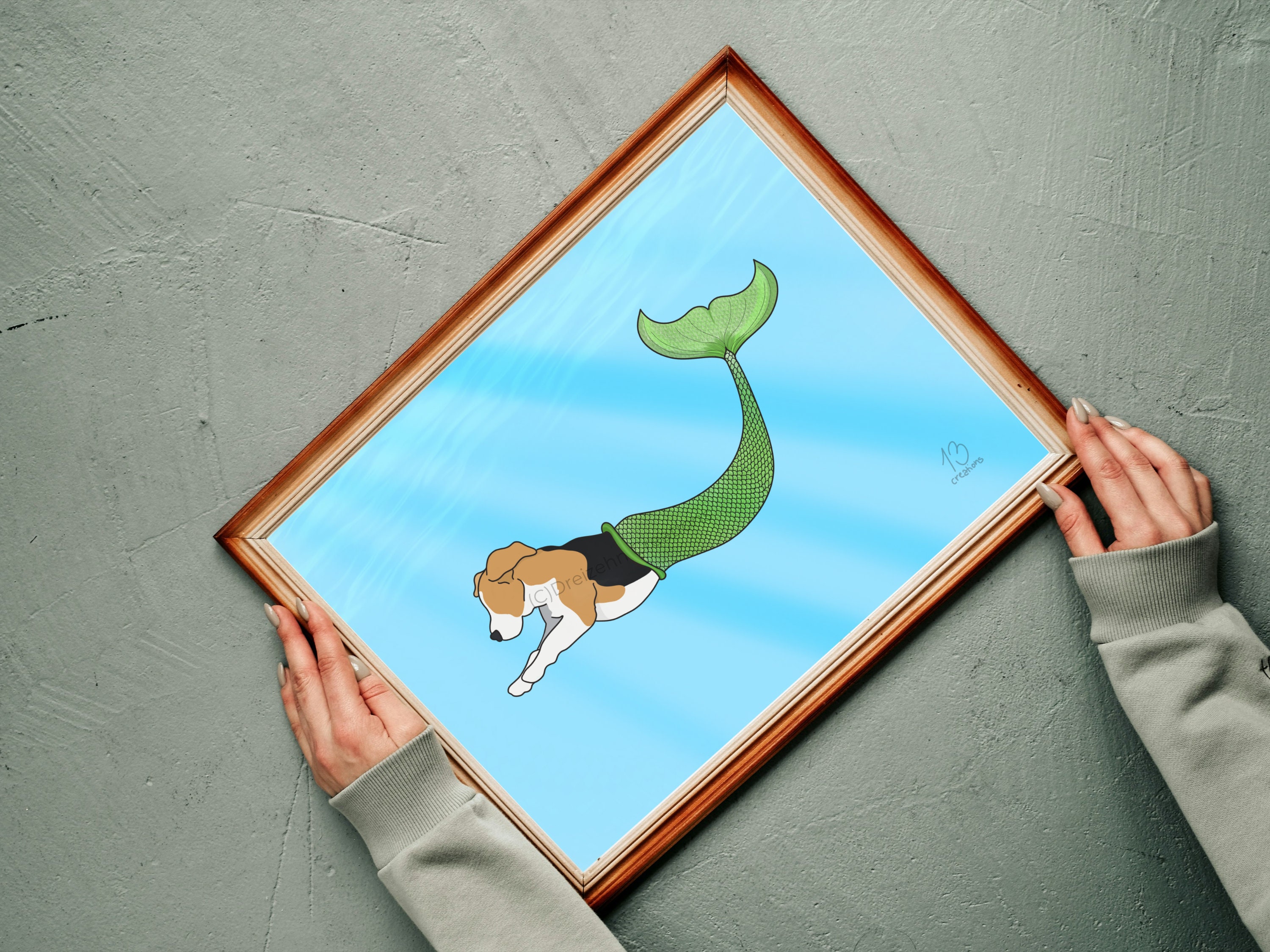 Custom Printable Dog Mermaid Wall Art From Photo, Personalized Merdog ...