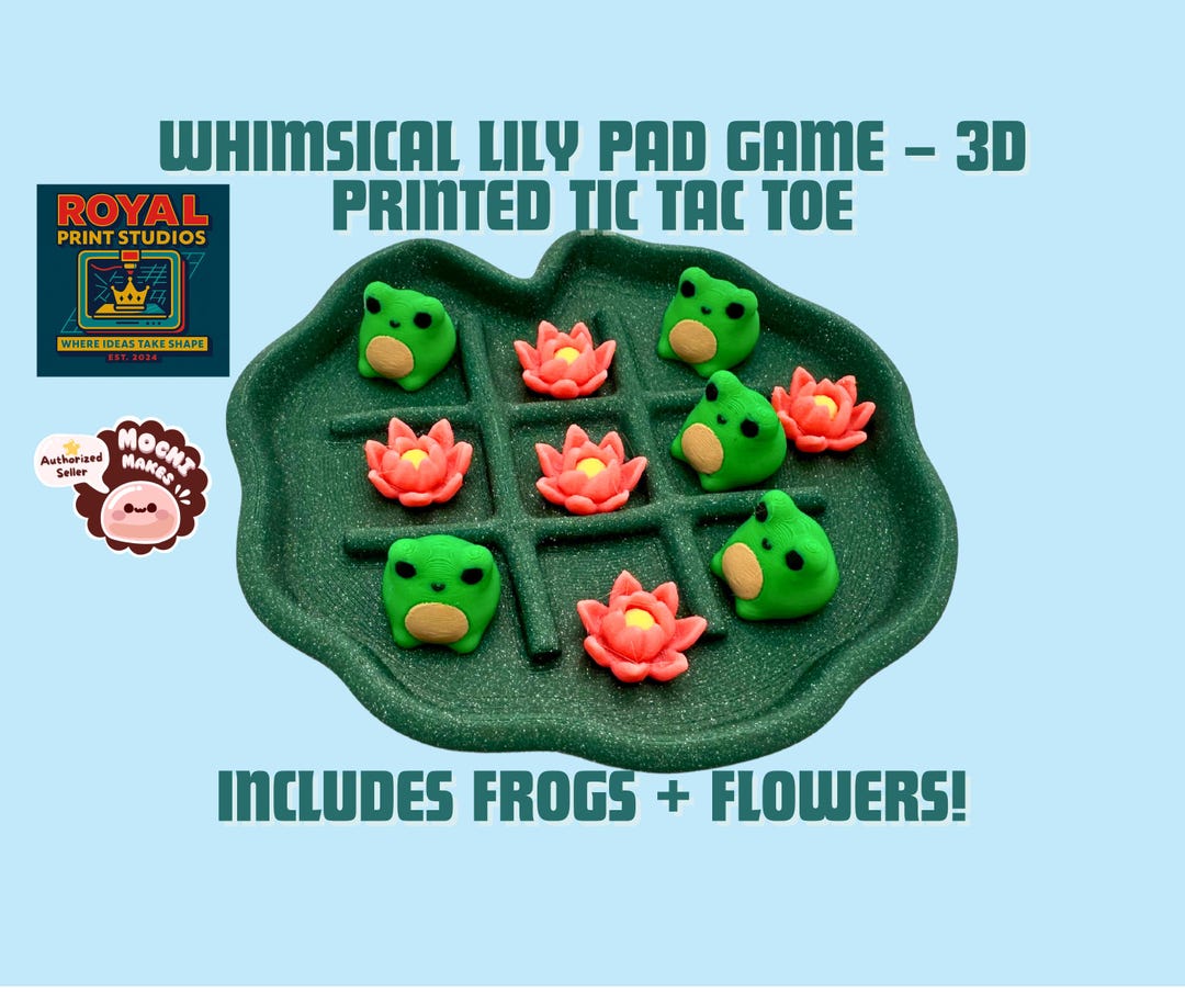 3D Printed Tic Tac Toe Game – Frog and Lily Pad Set – Nature Gift for ...