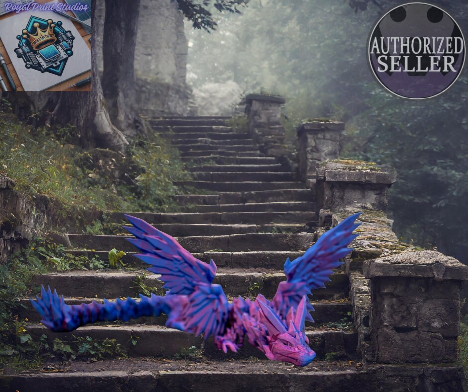 Articulated Winged Crystal Gem Dragon 3D Printed Fidget Toy Authorized ...