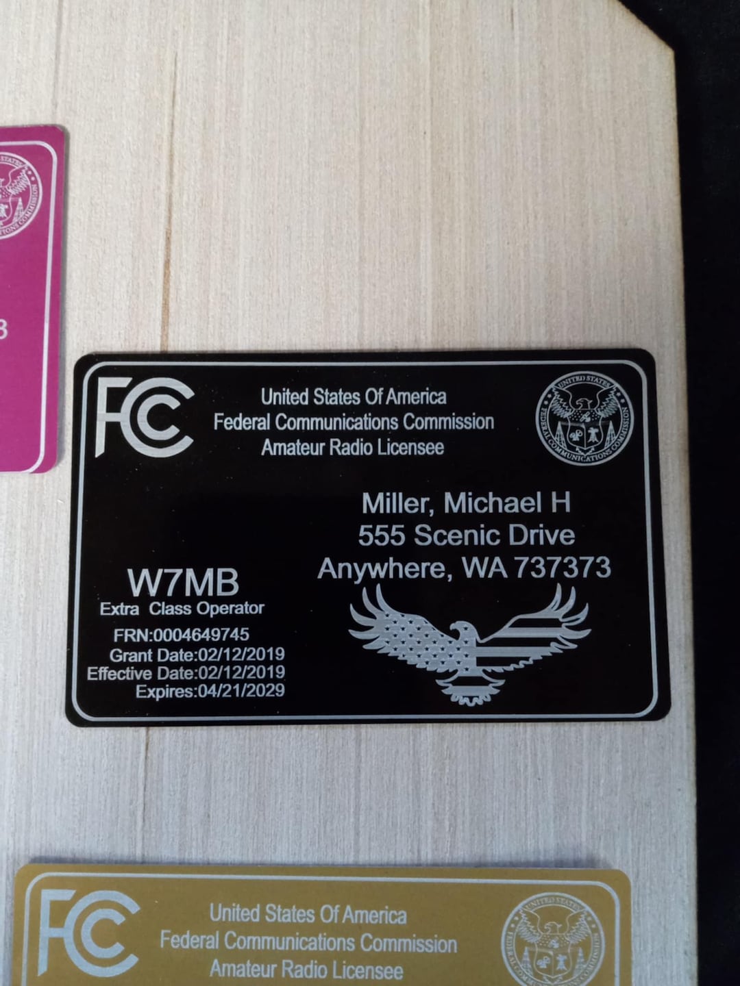 ALUMINUM 2 Sided FCC Ham License Reference Copy Card Amateur Radio With ...