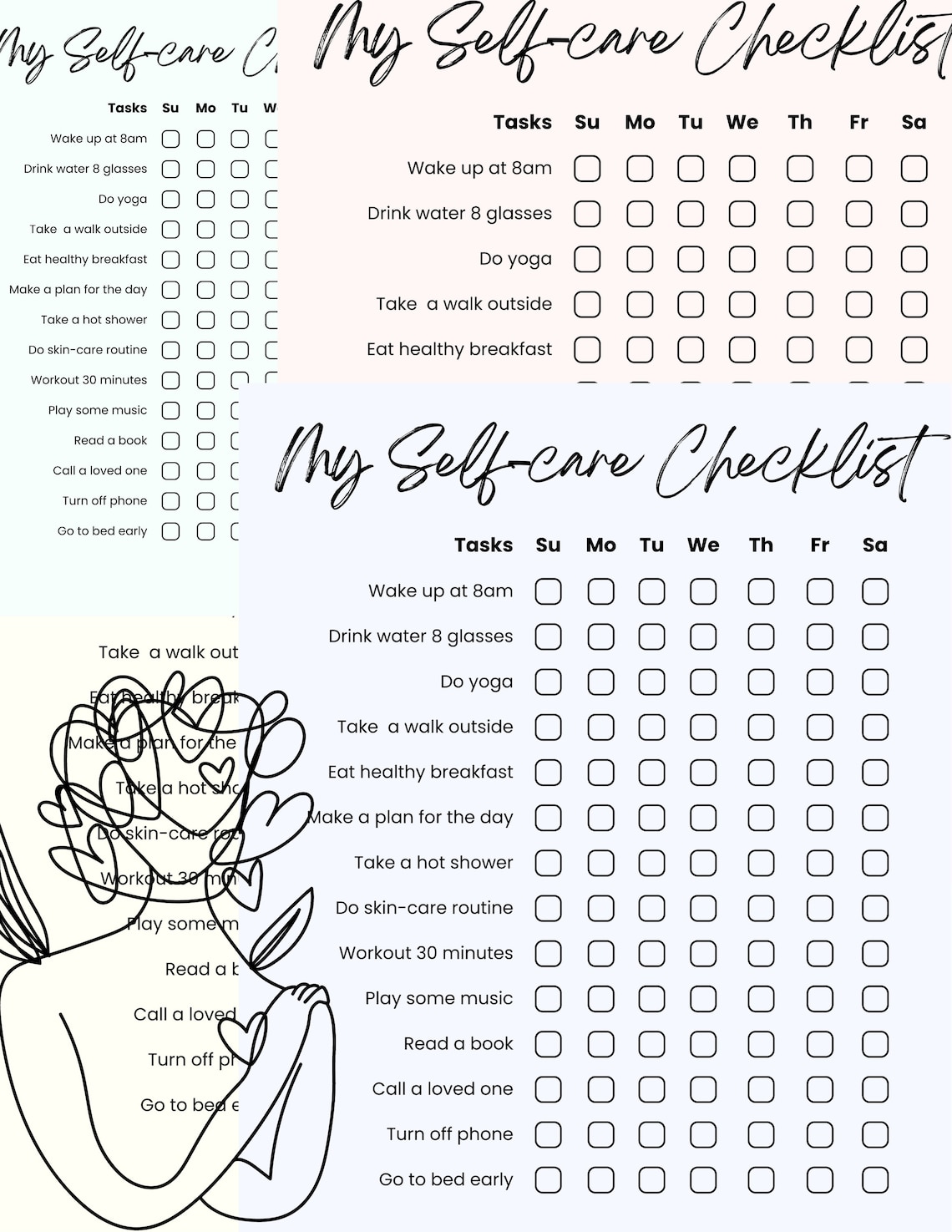 PRINTABLE Self-care Checklist | Self Care Worksheet | Self Care Journal ...