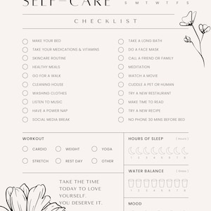 PRINTABLE Self-care, Self Care Worksheet, Self Care Journal Tracker ...