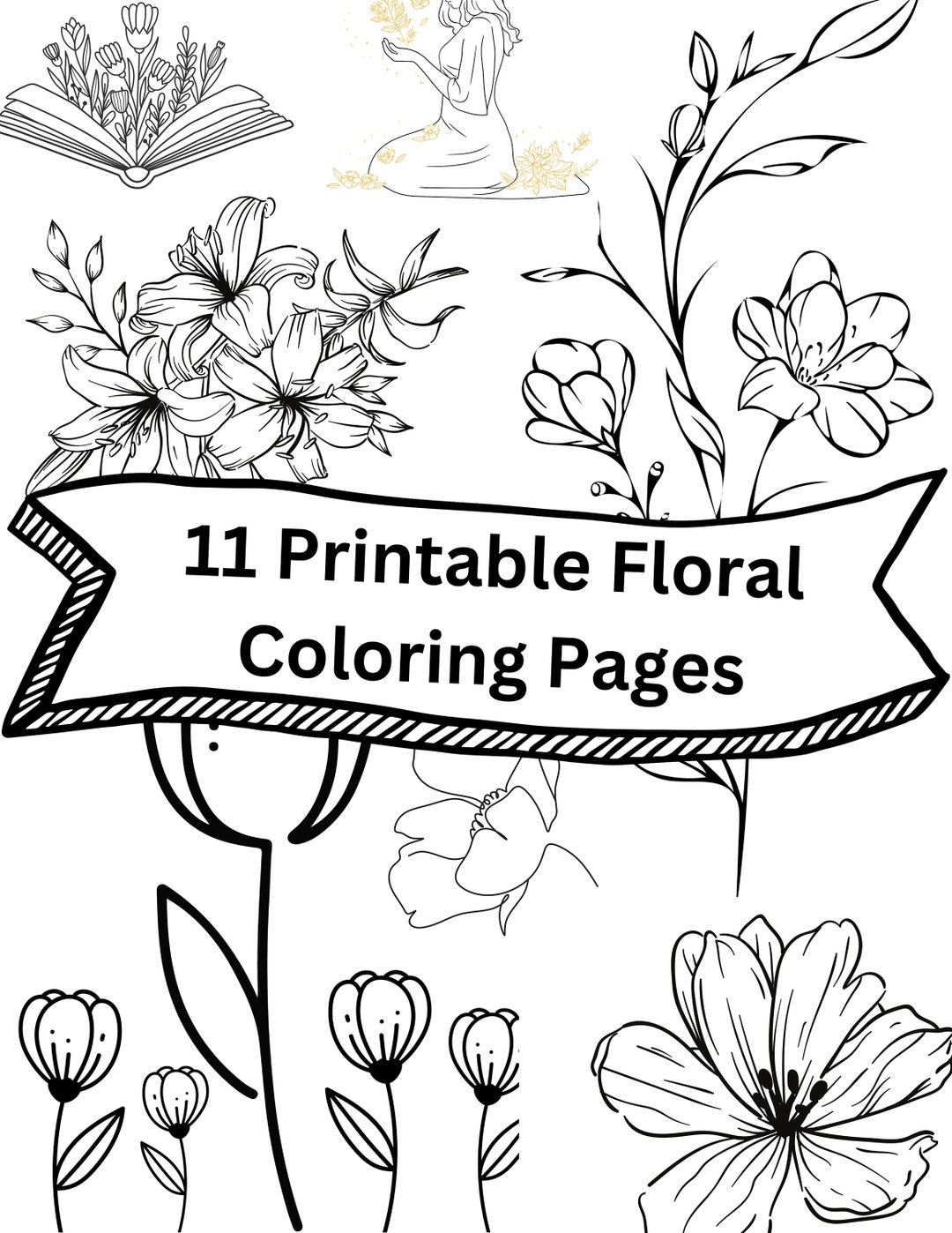 PRINTABLE Floral Coloring Pages | Flowers | Aesthetic | 11 Pages | PDF ...