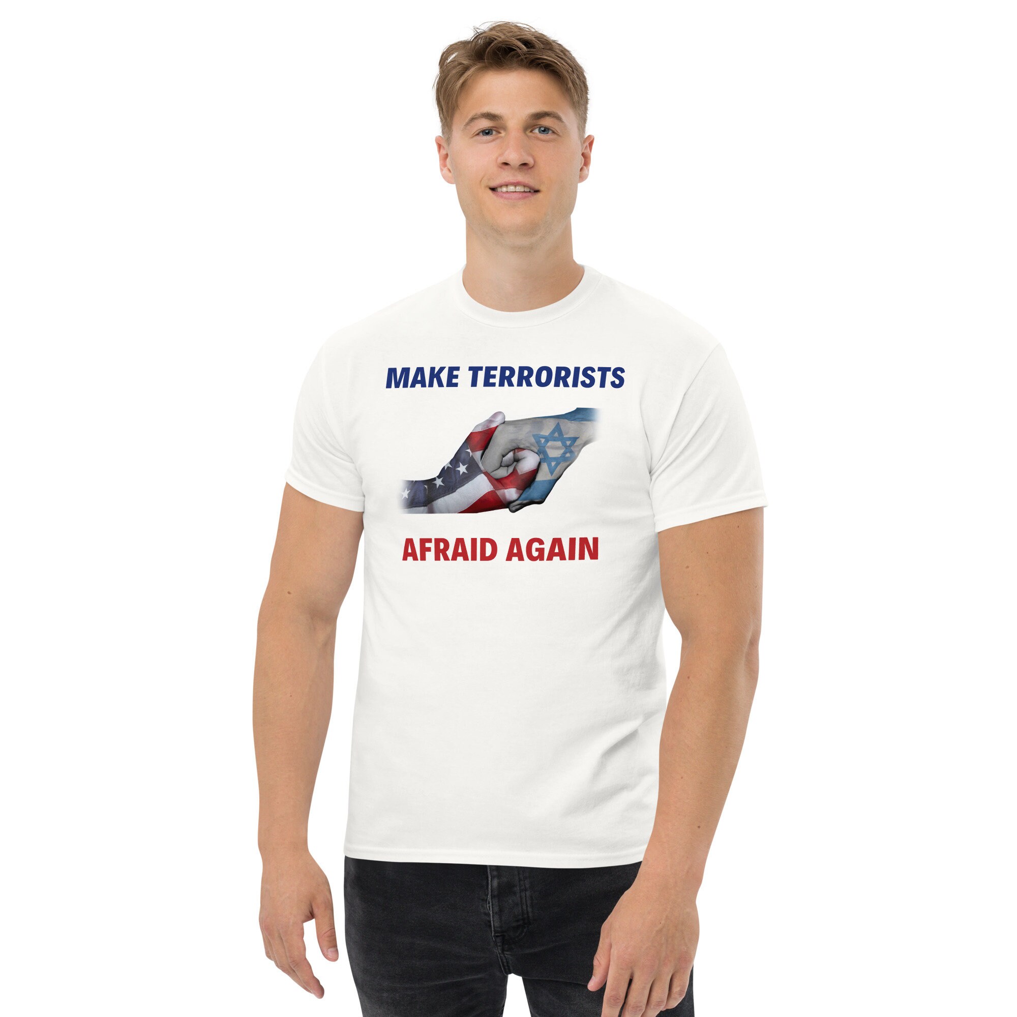 Make Terrorists Afraid Again T-shirt Jewish Israel American Flag ...