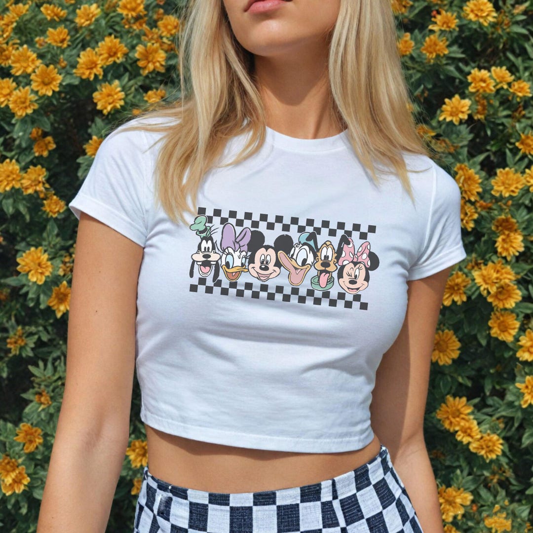 Mickey Mouse Checkered Baby Tee, Mickey Friends Shirt, Minnie Checkered ...