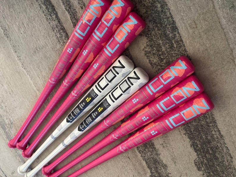 Durable Plastic Customized/wrapped Baseball Bats- 2025 Pink Iconic ...