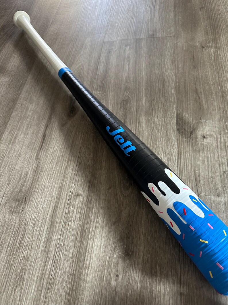 Durable Plastic Customized/wrapped Baseball Bats- Ice Cream Blue Drip ...