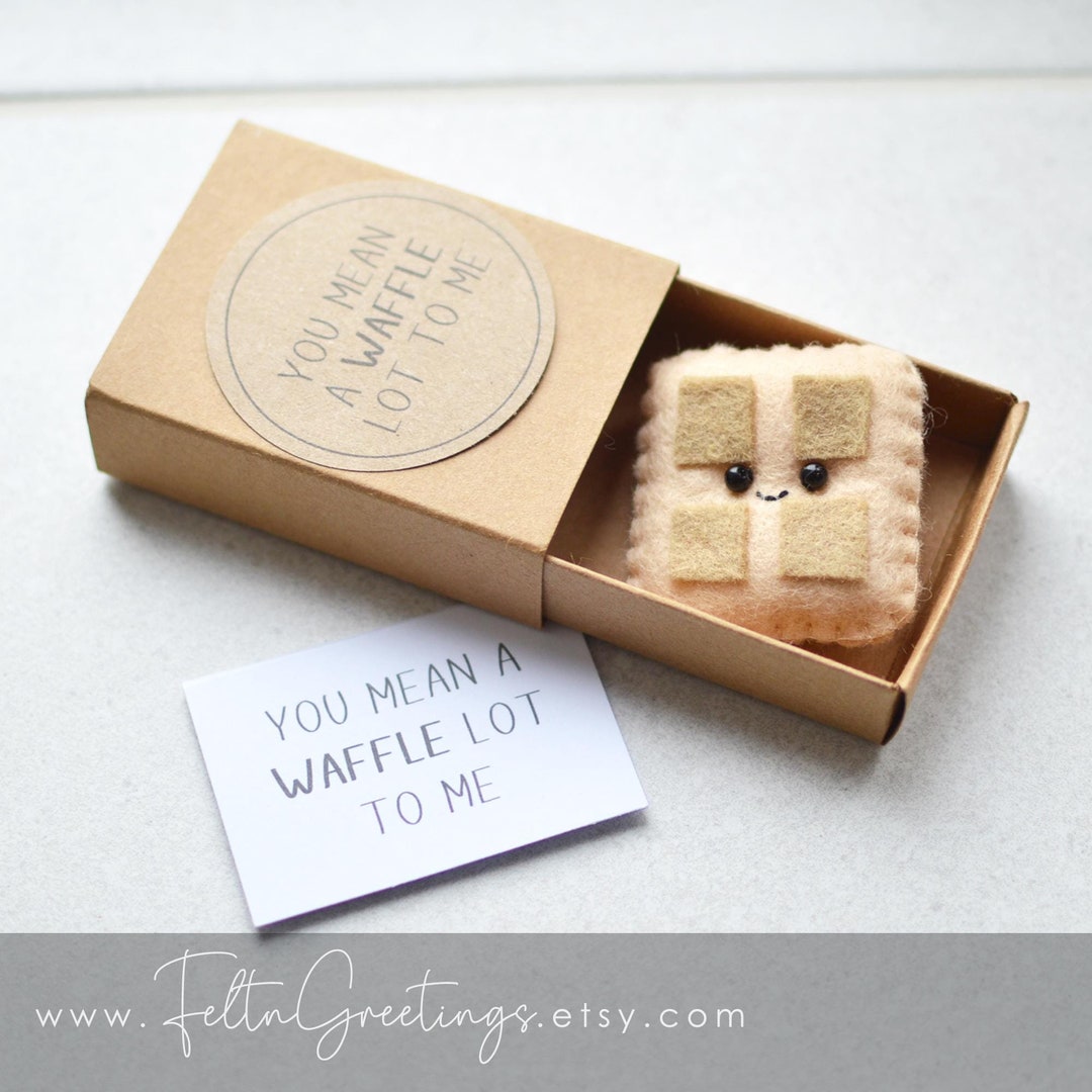 Cute Waffle in a Matchbox: Handmade Felt Food Pun Gift With ...