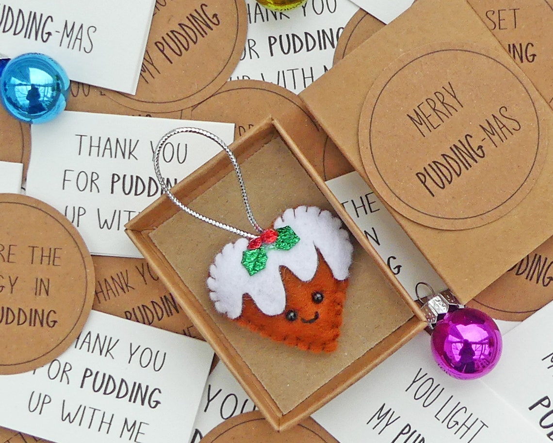 Matchbox Christmas Pudding Pun Gift, Cute Little Felt Christmas Pudding ...