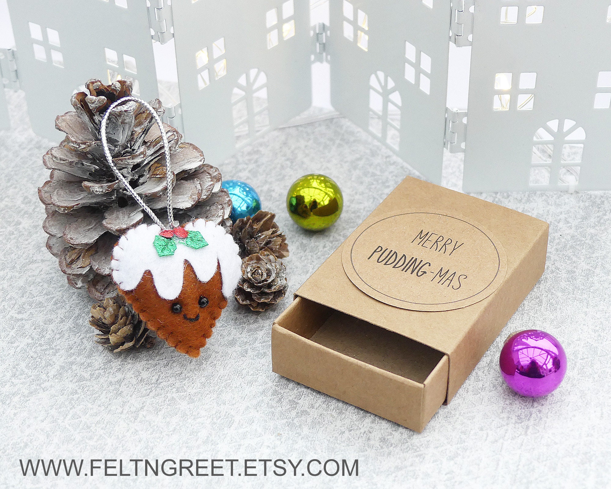 Matchbox Christmas Pudding Pun Gift, Cute Little Felt Christmas Pudding ...