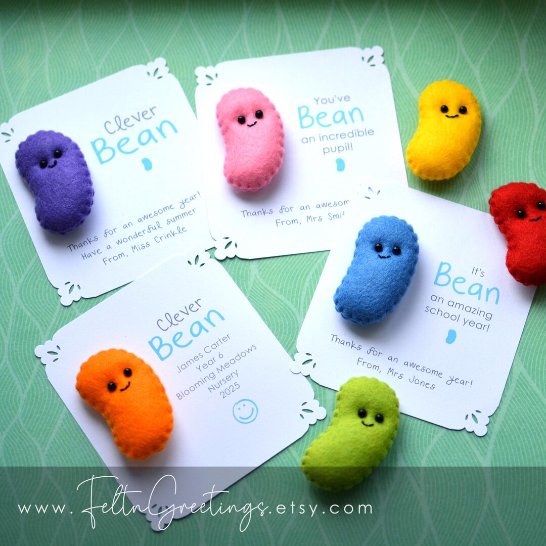Cute Jelly Bean Pun Gift, School Gift, Felt Bean, Jellybean Gift, Pupil ...