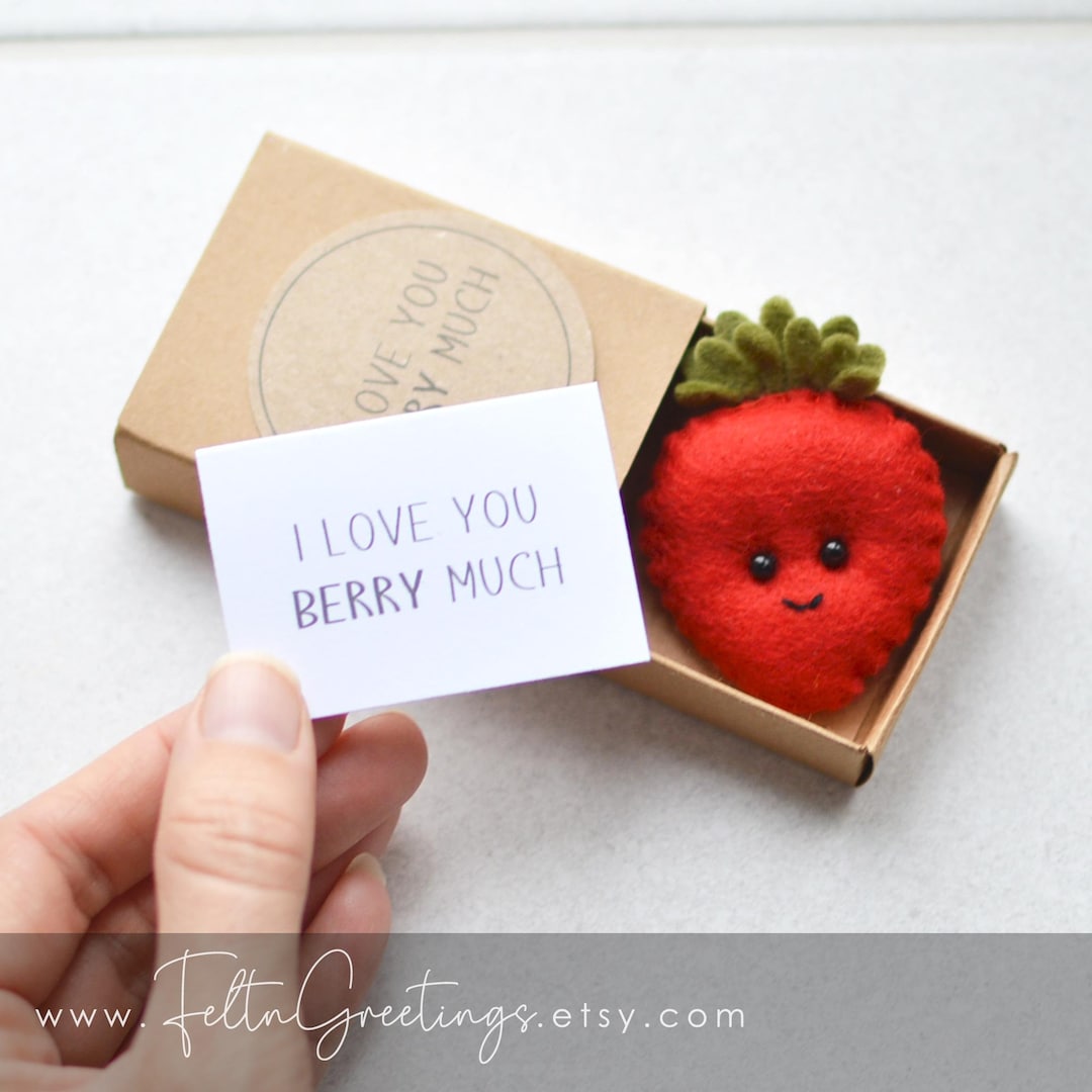Cute Strawberry Pun Gift: Handmade Felt Fruit in a Matchbox With ...