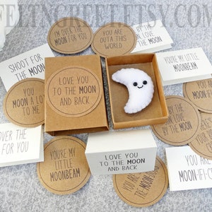 Cute Felt Moon Gift, Matchbox Moon Pun Gift, Cute Felt Moon, Love Gift ...
