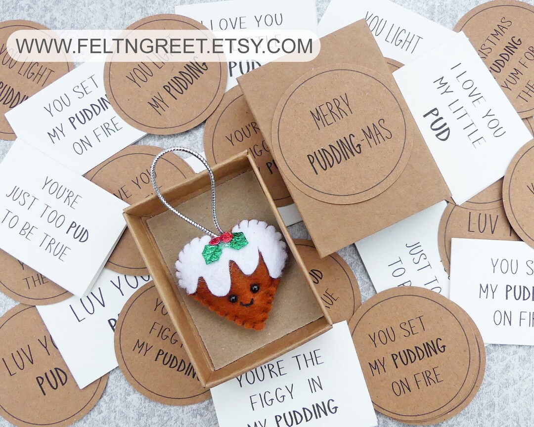 Matchbox Christmas Pudding Pun Gift, Cute Little Felt Christmas Pudding ...