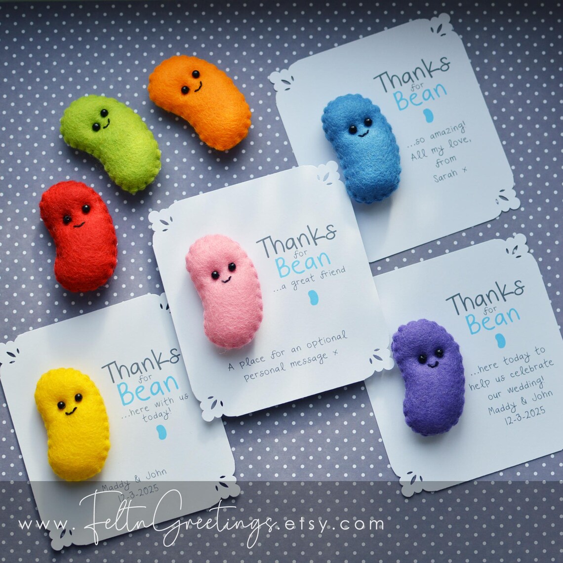 Cute Jelly Bean Pun Gift, Thank You Gift, Teacher Gift, Felt Bean ...
