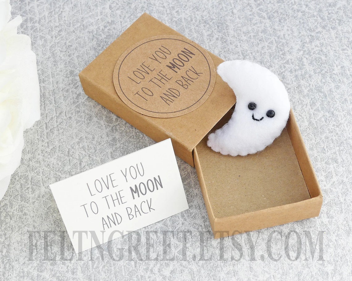 Cute Felt Moon Gift, Matchbox Moon Pun Gift, Cute Felt Moon, Love Gift ...