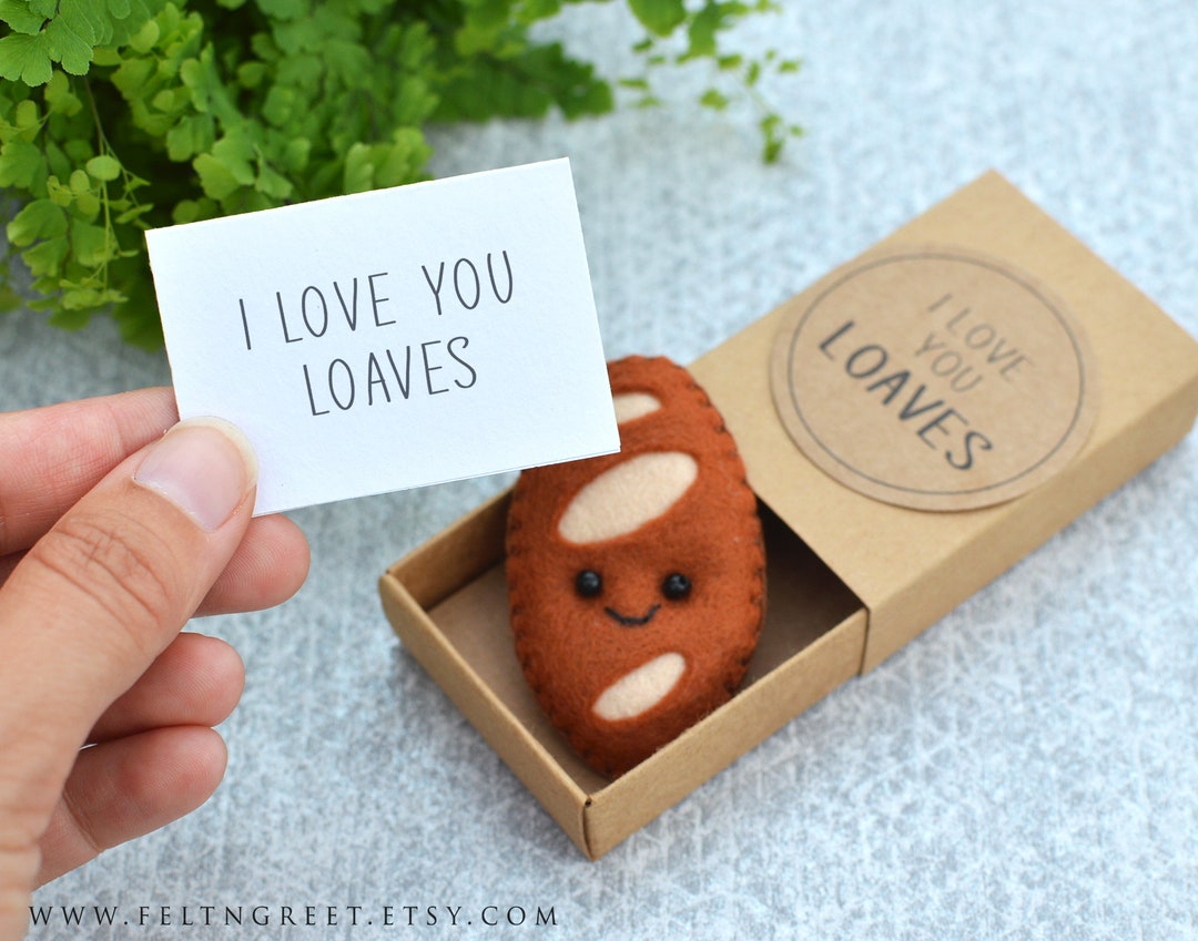 Cute Loaf in a Matchbox With Personalised Pun Card: Handmade Felt Food ...