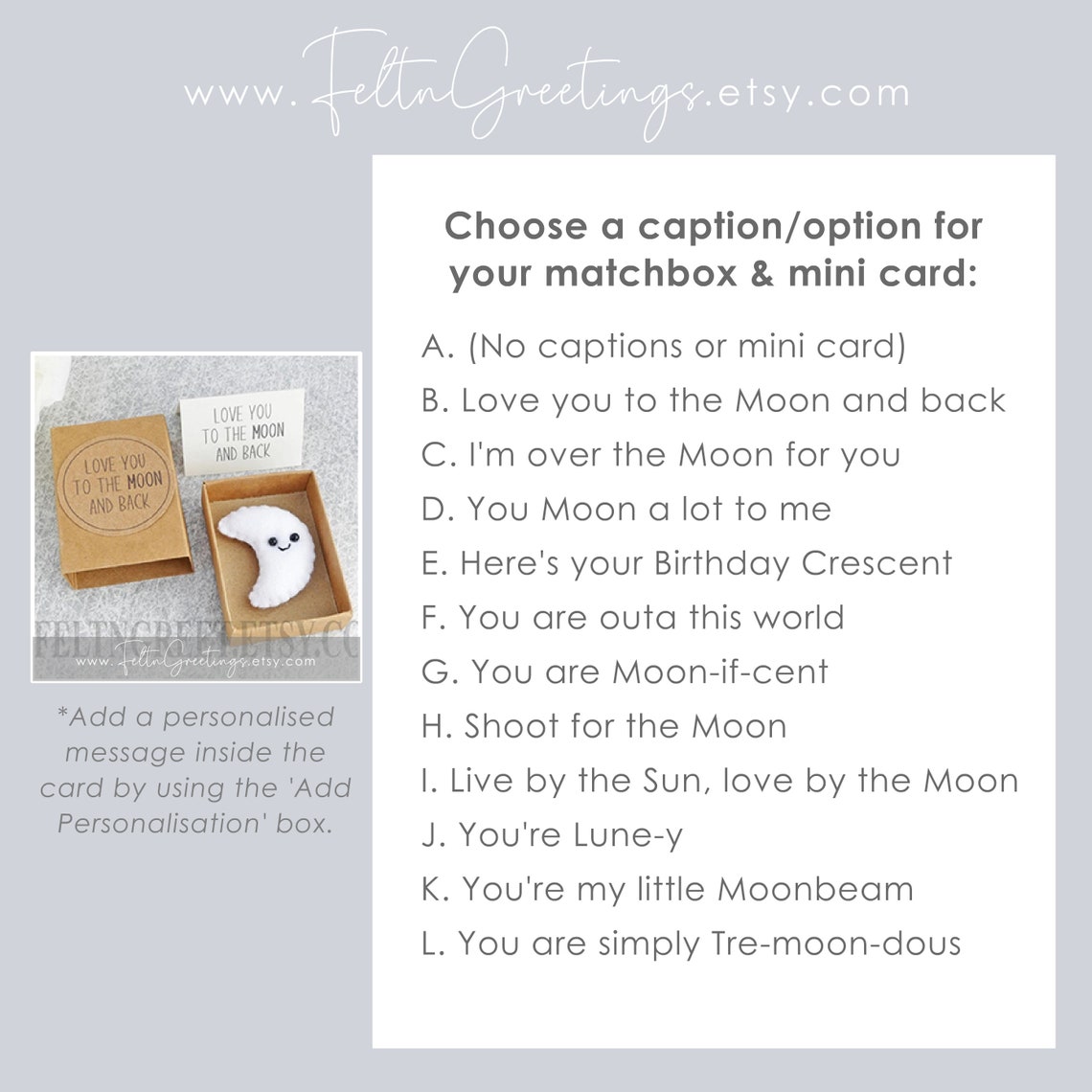 Cute Felt Moon Gift, Matchbox Moon Pun Gift, Cute Felt Moon, Love Gift ...