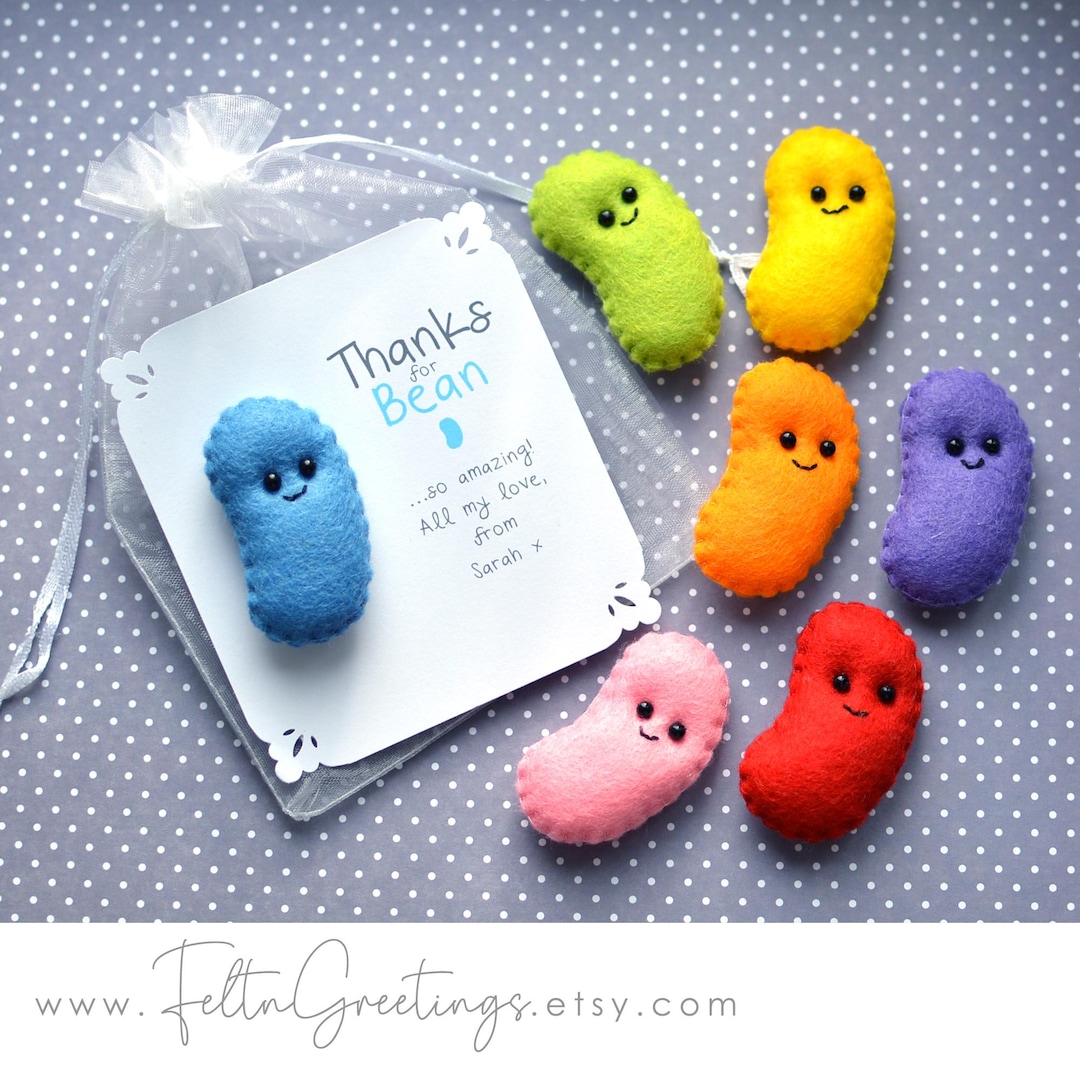 Cute Jelly Bean Pun Gift, Thank You Gift, Teacher Gift, Felt Bean ...