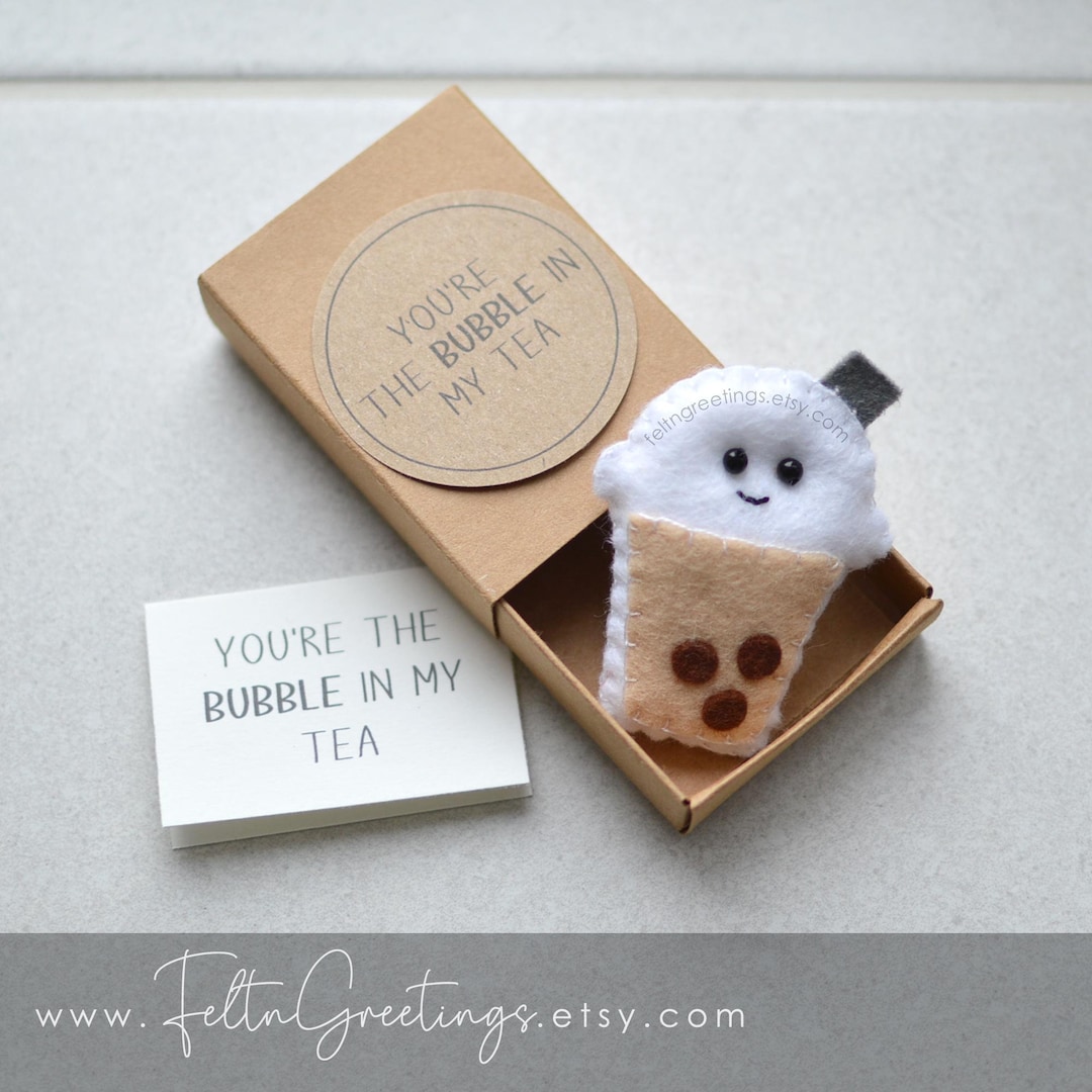 Cute Bubble Tea in a Matchbox: Handmade Felt Food With Personalised Pun ...