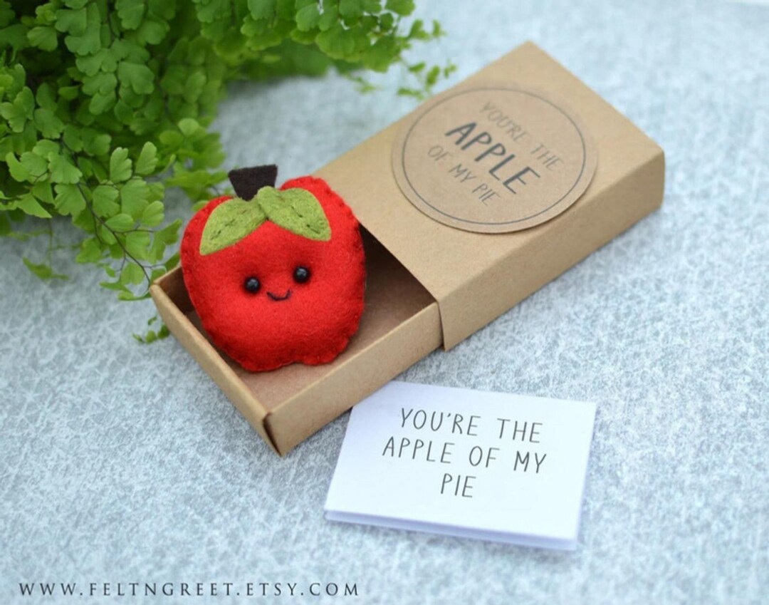 Matchbox Apple Pun Gift, Cute Felt Apple, Love Gift, Teacher ...