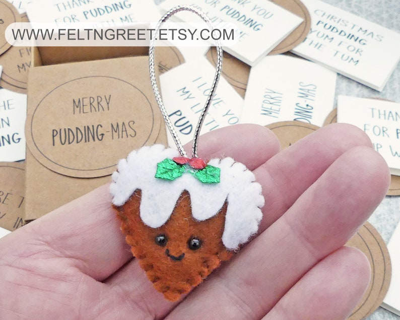 Matchbox Christmas Pudding Pun Gift, Cute Little Felt Christmas Pudding ...