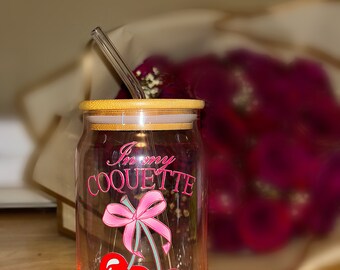 Pink Coquette Frosted Glass Cup - Etsy