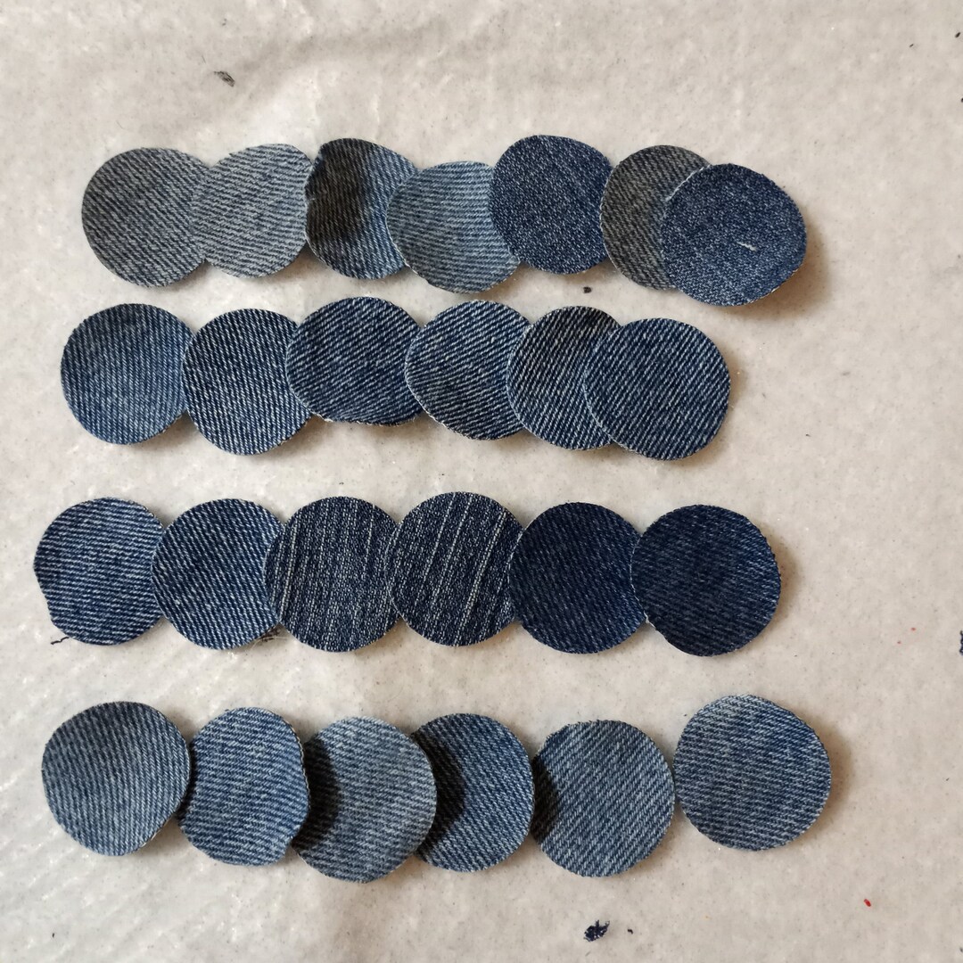 25 Denim Circles That Are 1 1/4 Inch Diameter Recycled Jeans Upcycled ...