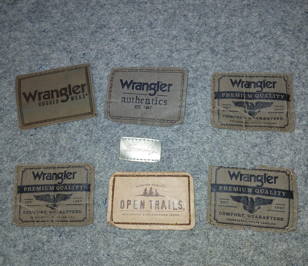 7 Recycled Denim Jean Labels Wrangler, Seven7, Open Trails, Fake ...