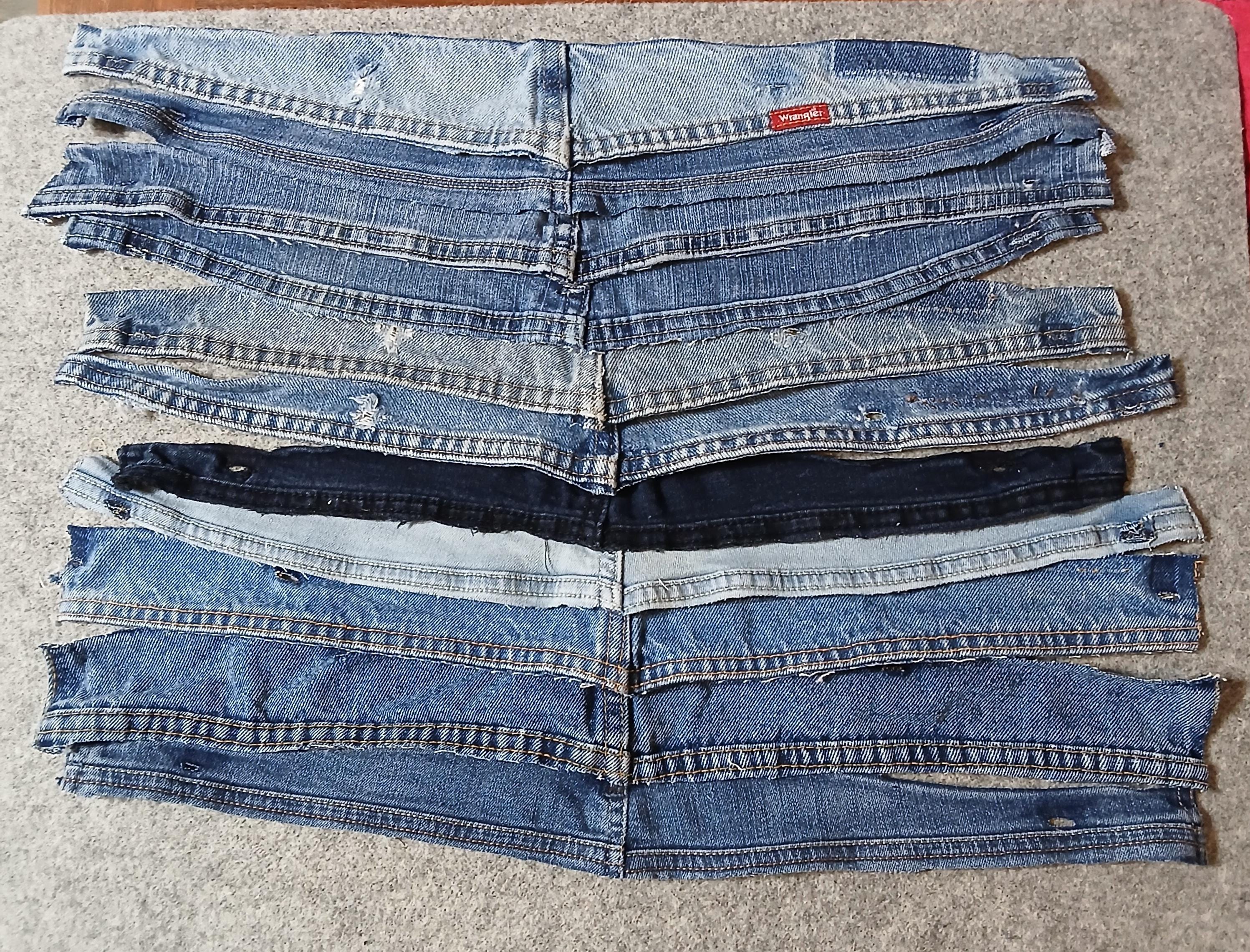 11 Denim Yokes Pieces Parts Jean Backs Seams Upcycled Recycled Rustler ...