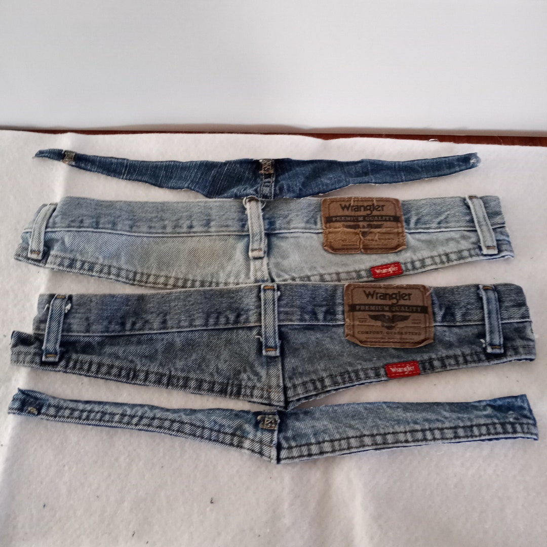 9 Denim Yokes Pieces Parts Jean Backs Labels Wrangler Rustler Tags ...