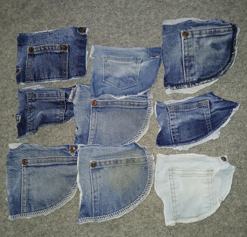 Recycled Blue Jean Watch Pockets: Denim Upcycled Craft Supply - Etsy