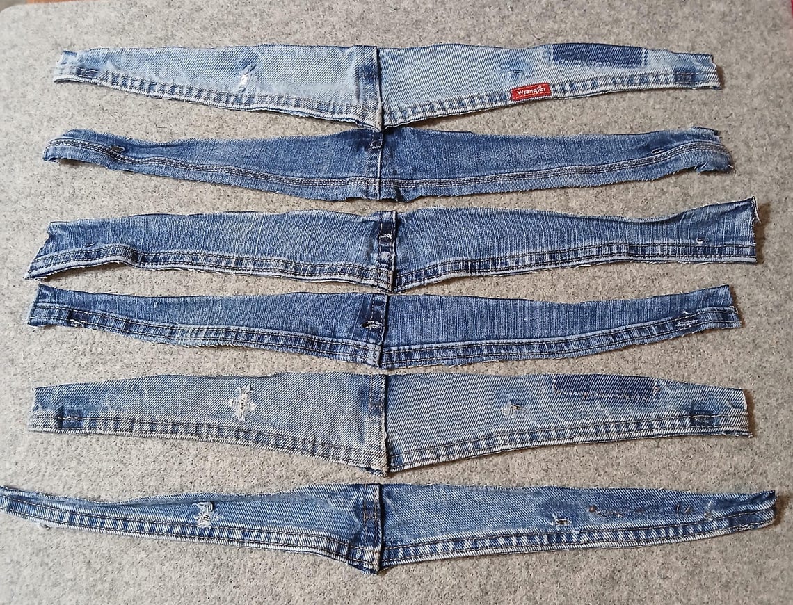11 Denim Yokes Pieces Parts Jean Backs Seams Upcycled Recycled Rustler ...