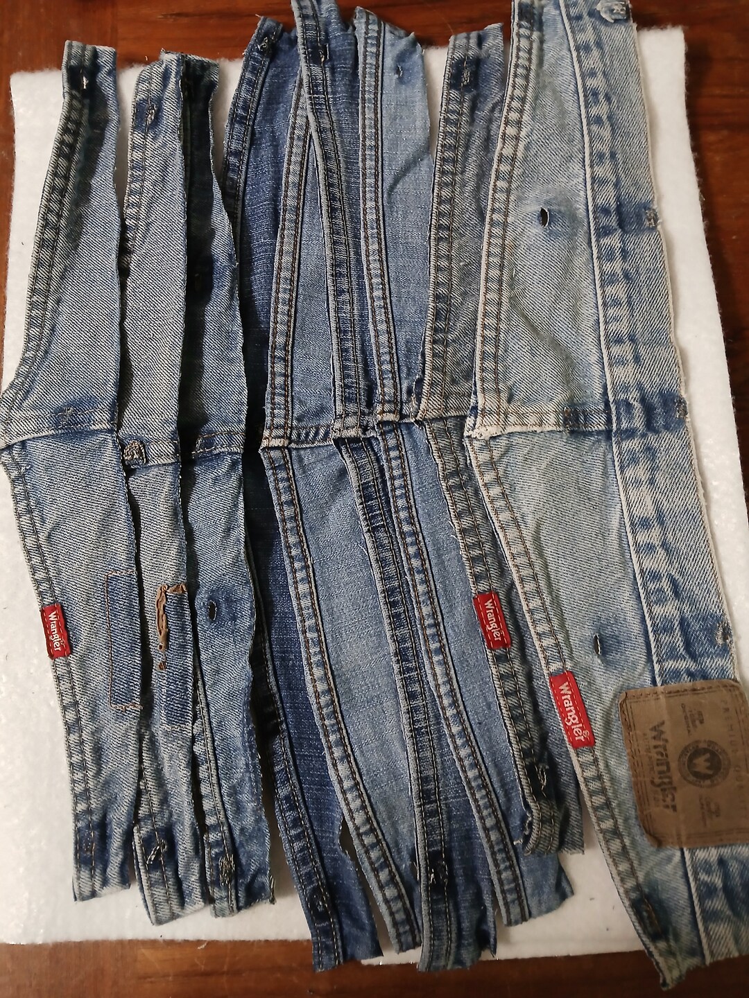9 Denim Jean Yokes Upcycled Recycled Wrangler Tags - Etsy