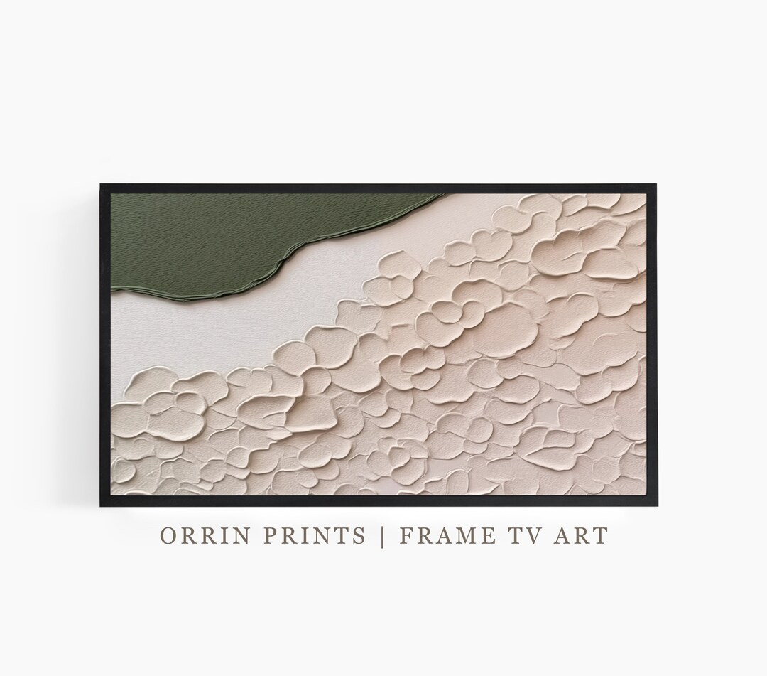 Earthy Texture Samsung Frame TV Plaster Canvas Art Dark Green Painting ...