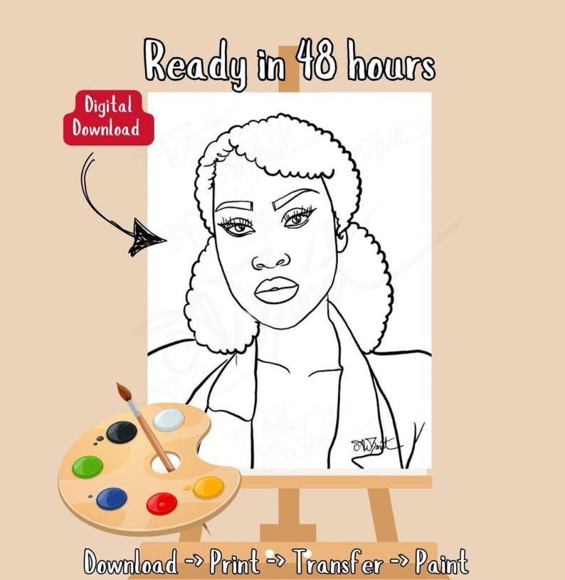 Custom Outline PRINTABLE Portrait| Draw From Photo | Digital Download ...