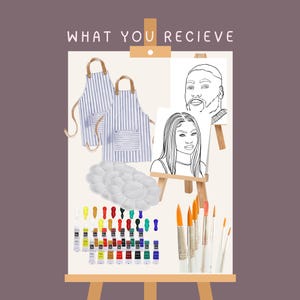 Custom Date Night Pre-drawn CANVAS KIT | Couples Painting | DIY Sip and ...