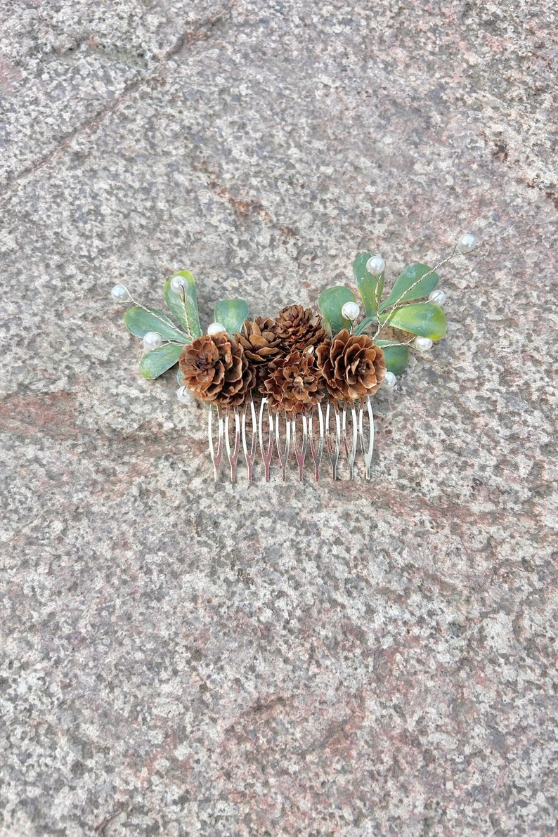 Pinecones & Pearls Hair Comb, Rustic Wedding Hair Accessory, Pinecone ...