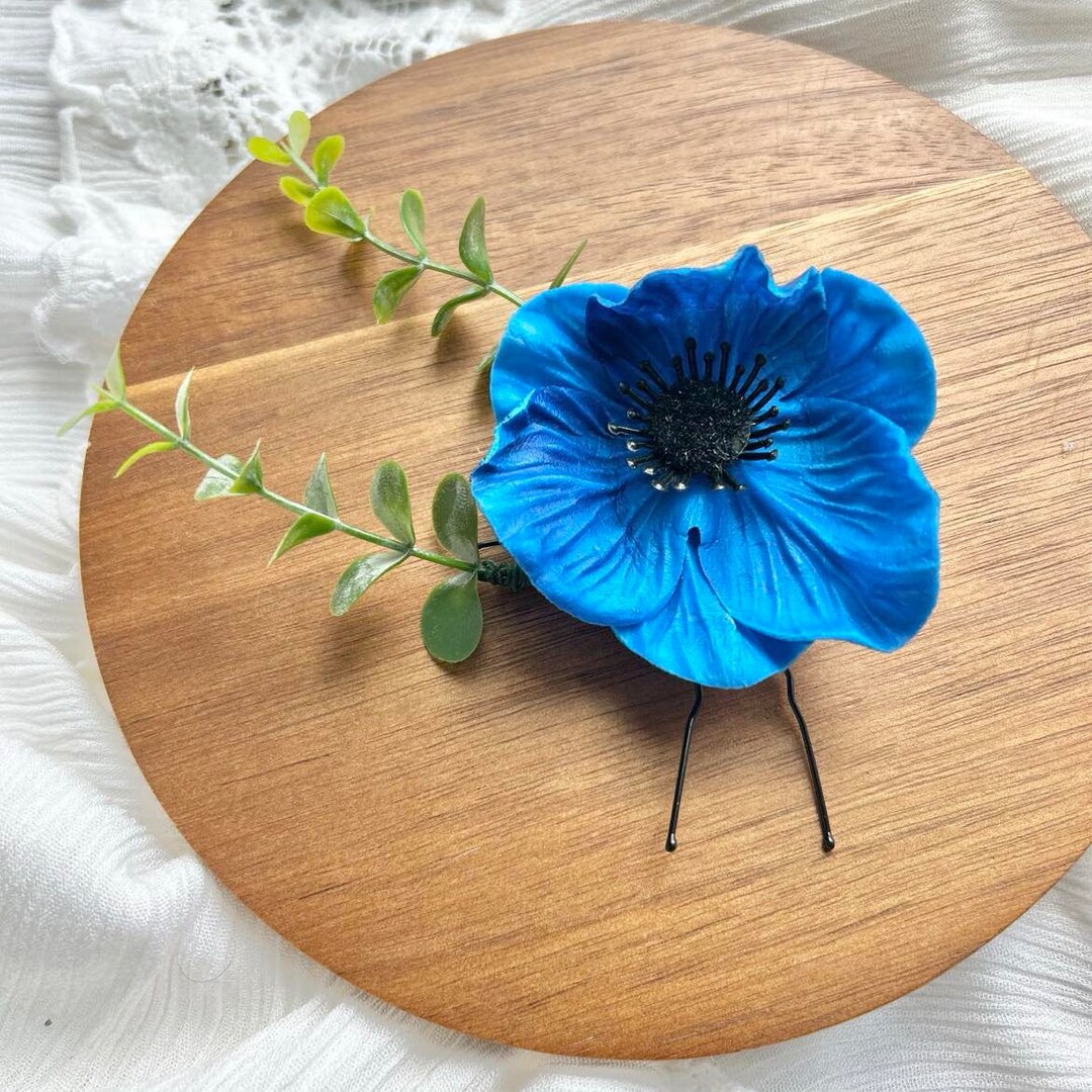 Handmade Hair Pin Set, Blue Flower for Hair, Something Blue Hair Pin ...